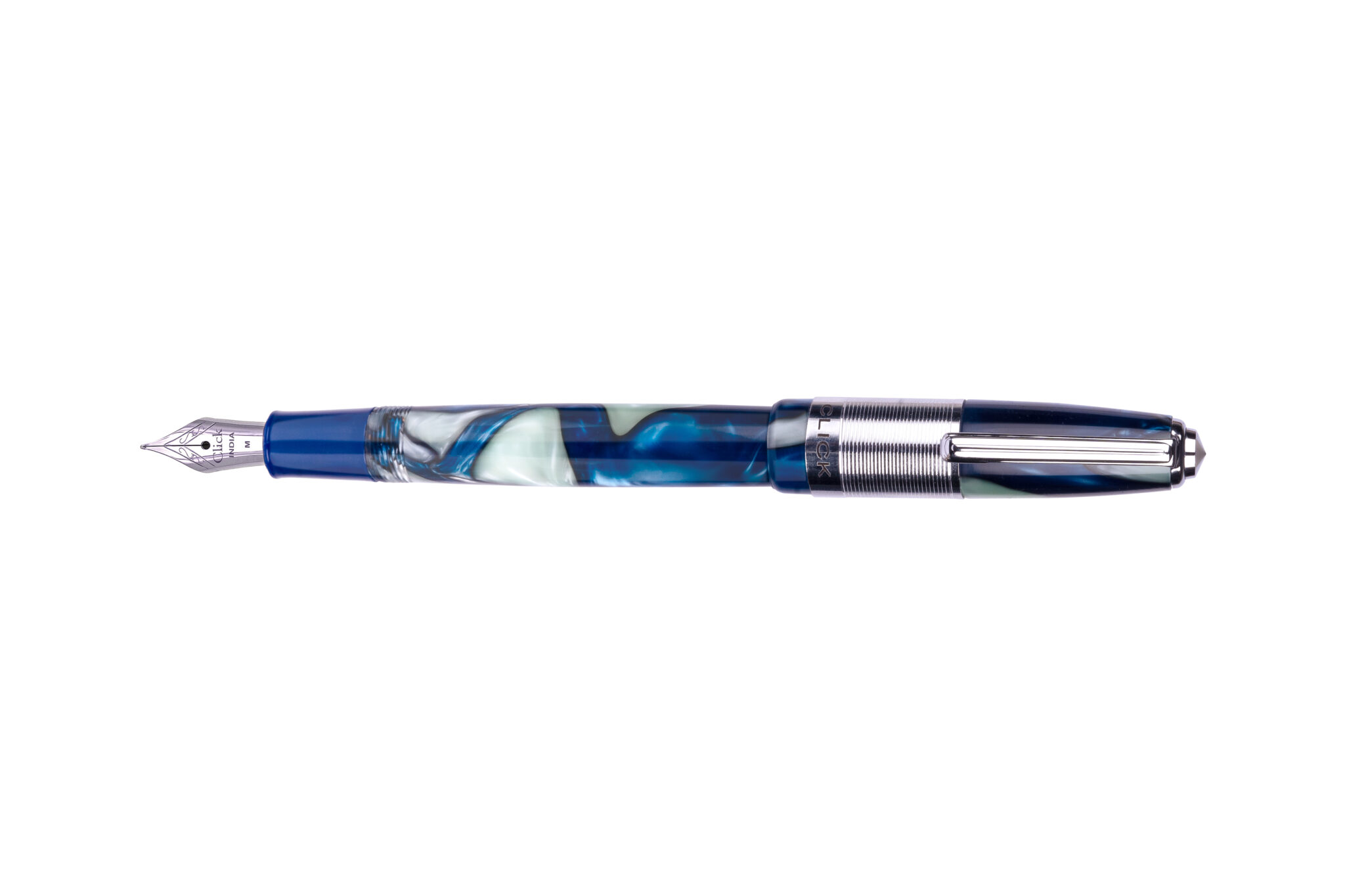 Click Retro Acrylic Fountain Pen White-Blue - CLICK Pens